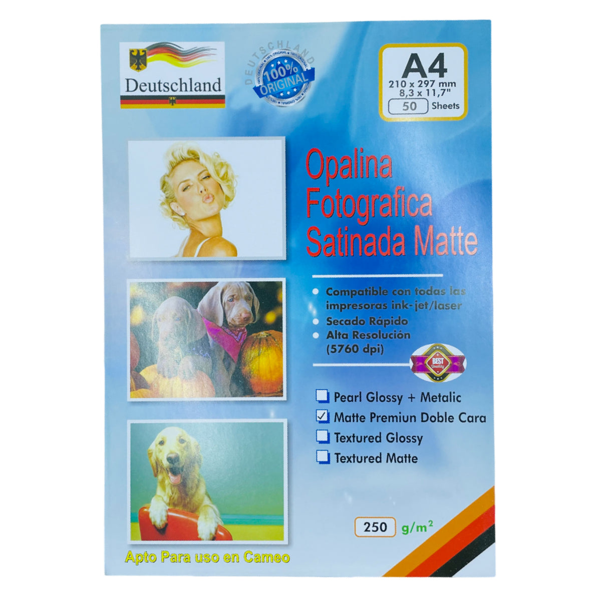 RESMA OPALINA FOTOGRÁFICA SATINADA MATTE 250 GRS. – Insumos con Amor