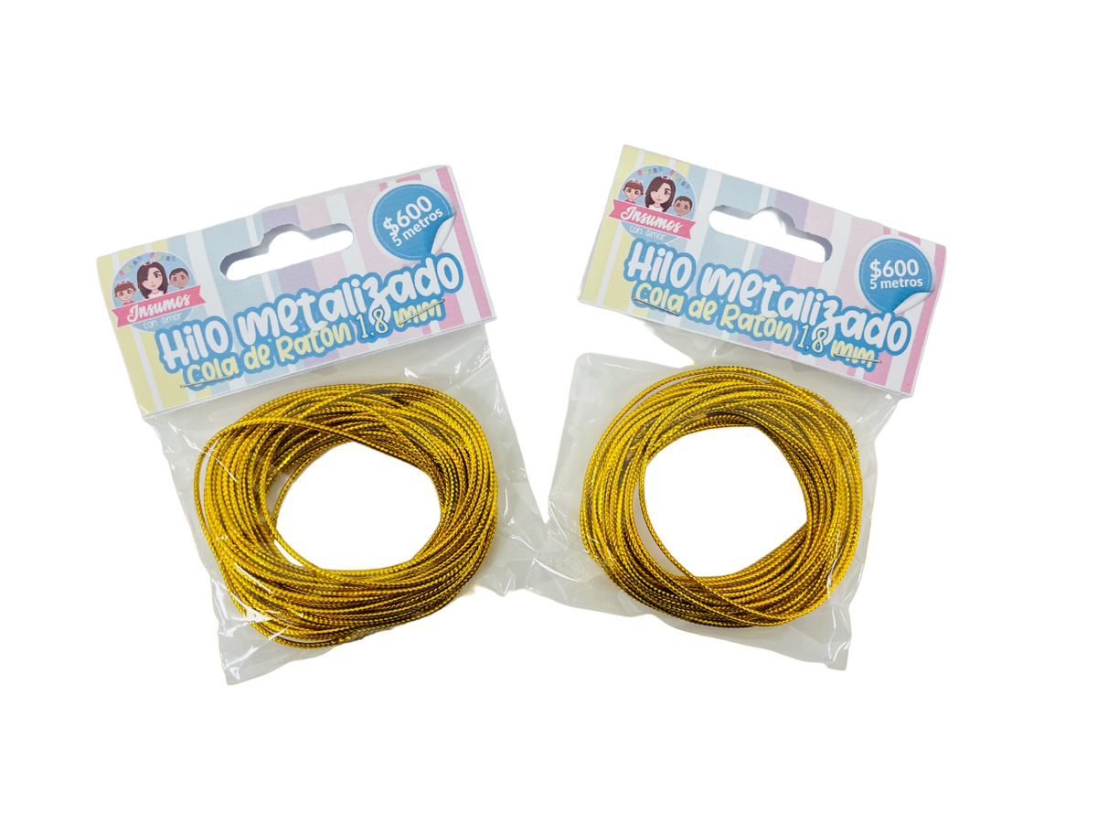 HILO METALIZADO COLA DE RATÓN 1.8 MM - DORADO – Insumos con Amor