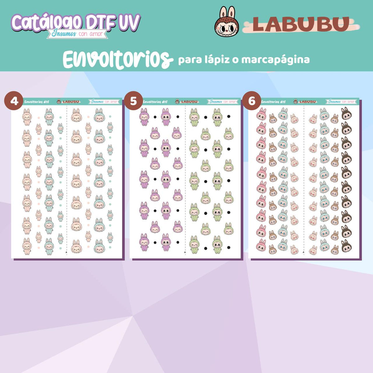 DTF UV PARA ENVOLTORIOS - LABUBU (LÁPICES - MARCAPÁGINA) – Insumos con Amor