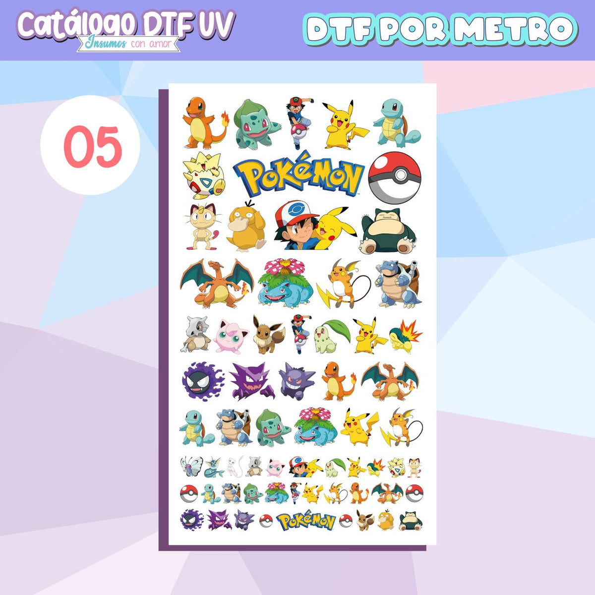DTF UV PARA SUPERFICIES POR METRO - PAÑO 5 (POKEMON) – Insumos con Amor