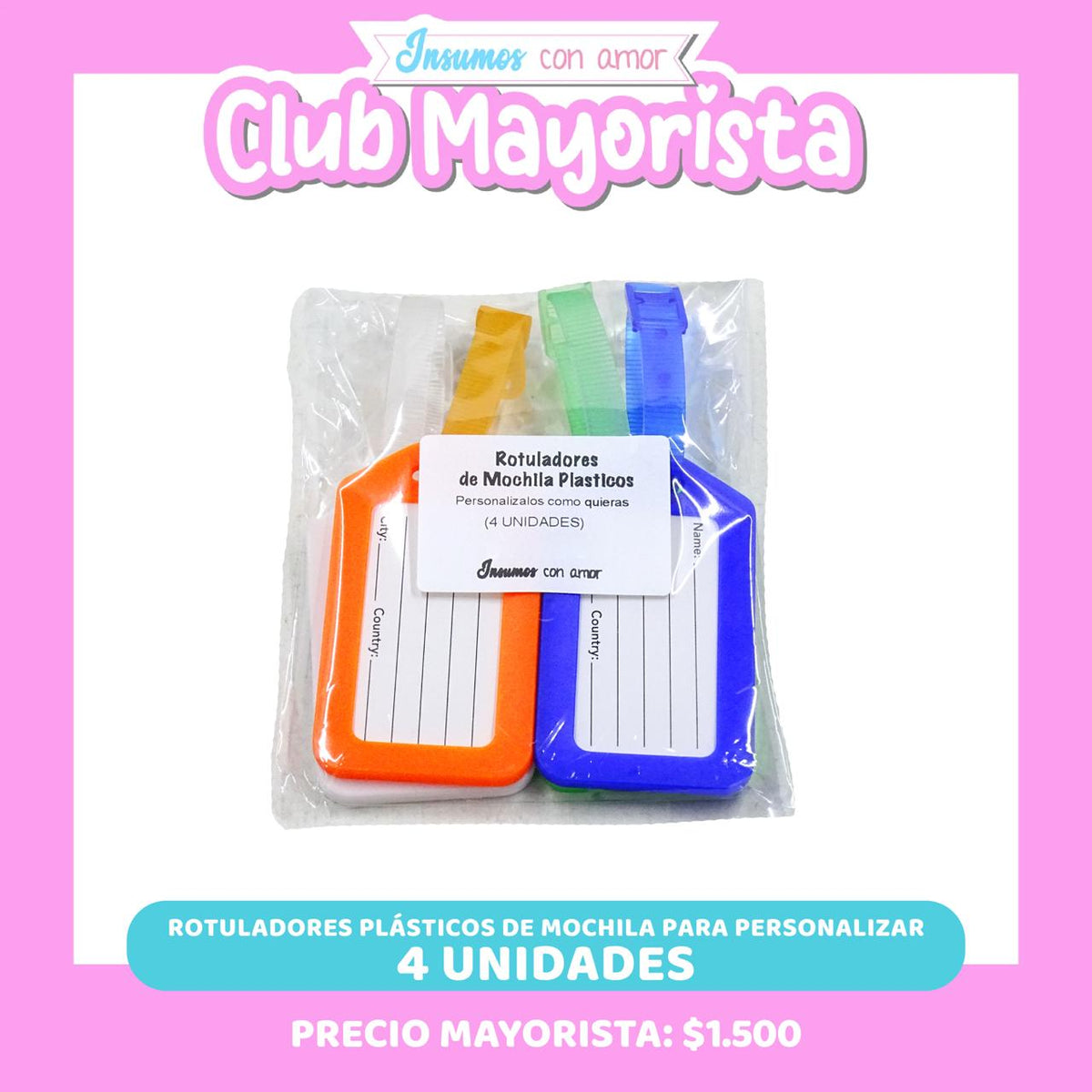 4 UNIDADES ROTULADORES DE MOCHILA PLÁSTICOS - CLUB MAYORITA – Insumos ...